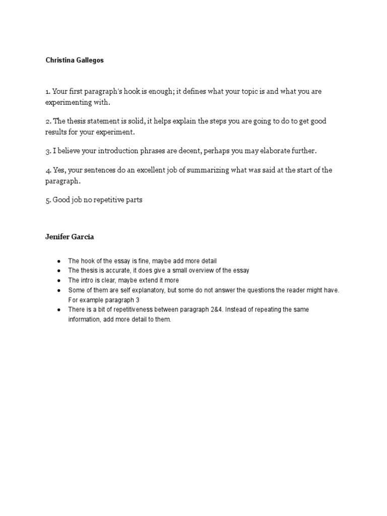 Peer Review Essay 1 | PDF | Language Arts & Discipline | Self-Improvement