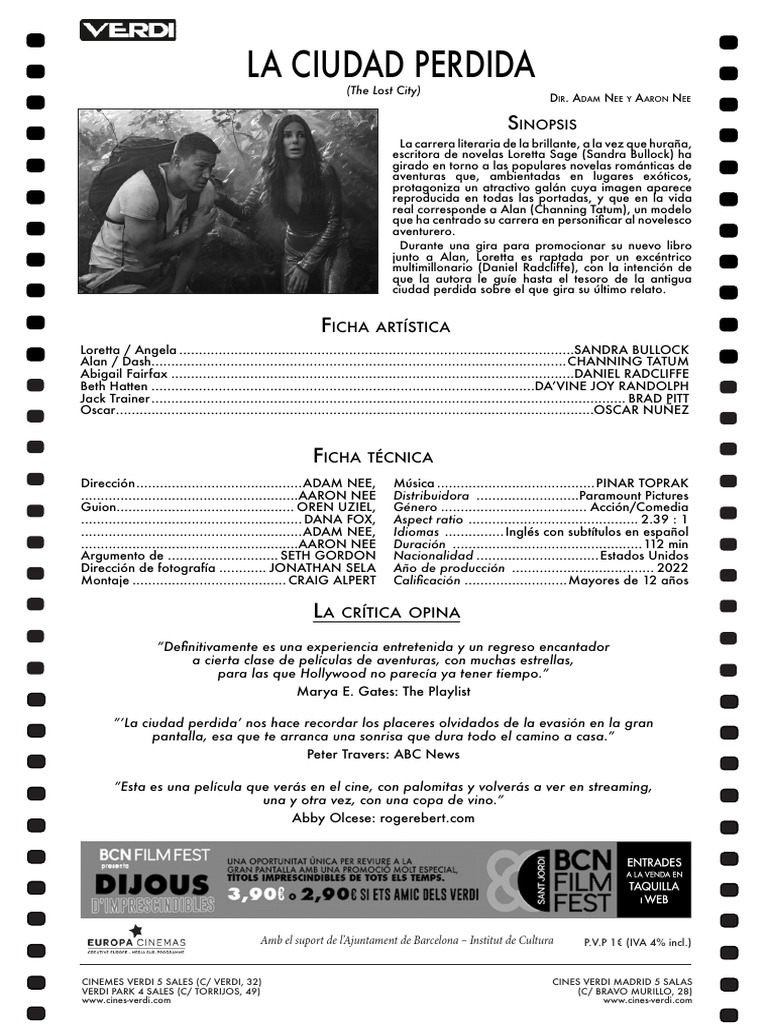 La Ciudad Perdida: Inopsis | PDF