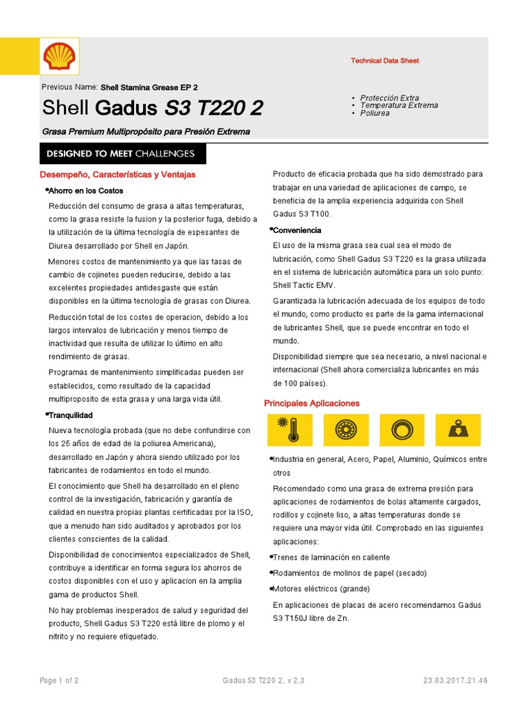 Shell Gadus S3 T220 2: Grasa Premium Multipropósito para Presión ...