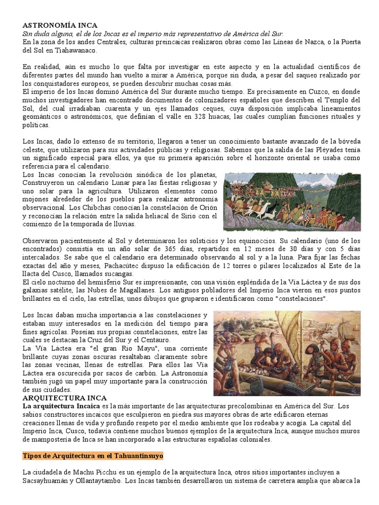 ASTRONOMÍA INCA | PDF | Imperio Inca