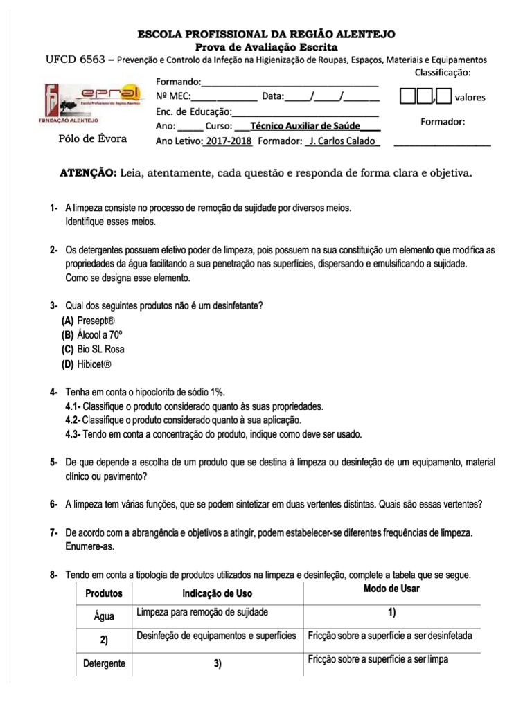 Teste Tuxdoc - Com Ufcd.6563 | PDF | Desinfetante