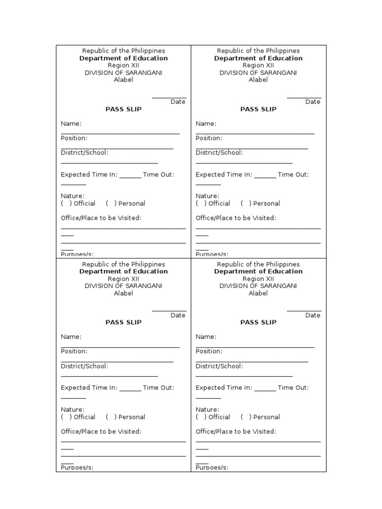 Pass Slip | PDF | Regulation | Domestic Policy
