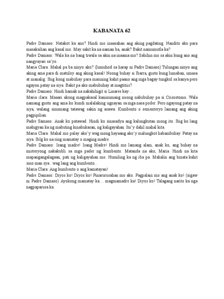 Noli Me Tangere Kabanata 61-63 Script | PDF