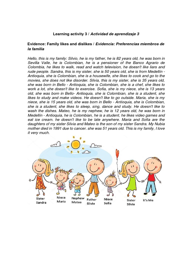 Evidence Family Likes and Dislikes | PDF | Language Arts & Discipline ...