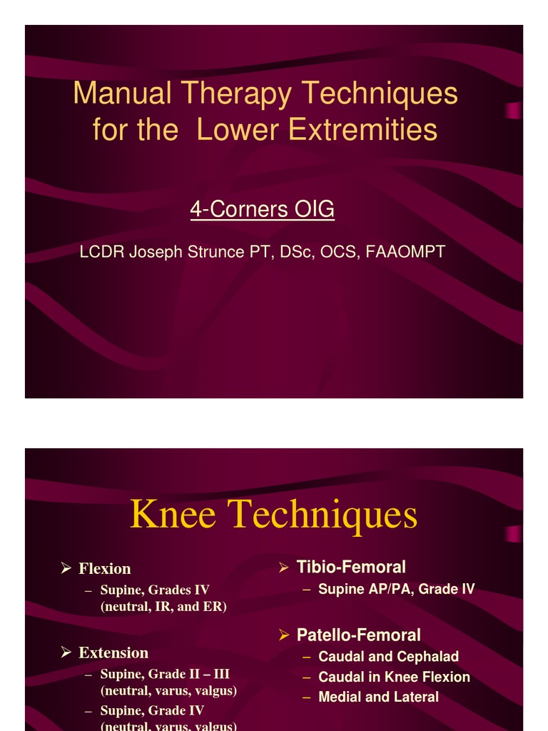 Knee Manual Therapy Techniques Guide | PDF | Knee | Anatomical Terms Of ...