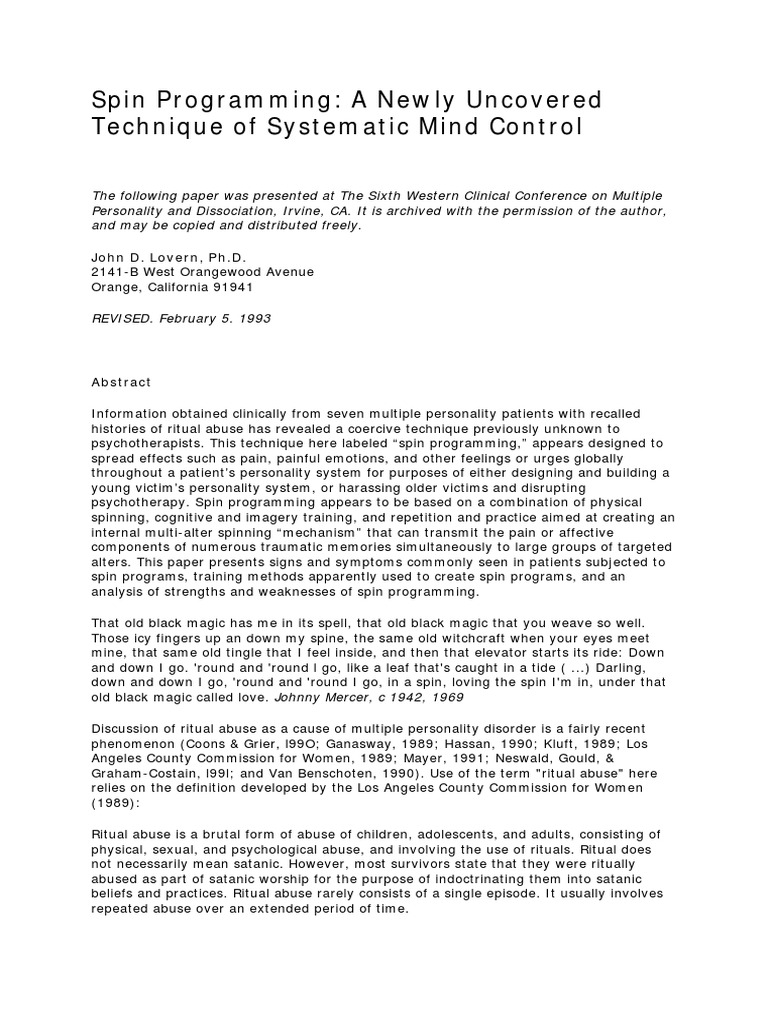 Spin Programming: A Newly Uncovered Technique of Systematic Mind ...