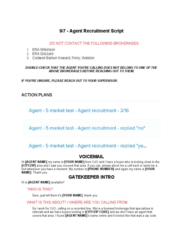 Agent Recruitment Scripts | PDF