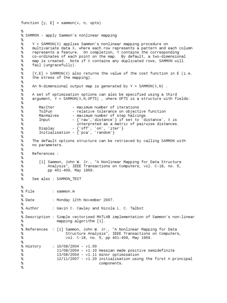 Sammon | PDF | Parameter (Computer Programming) | Areas Of Computer Science