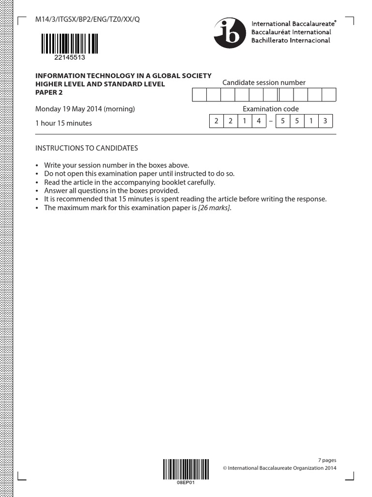 ITGS Paper 2 Question Booklet HLSL | PDF | Cognition | Communication