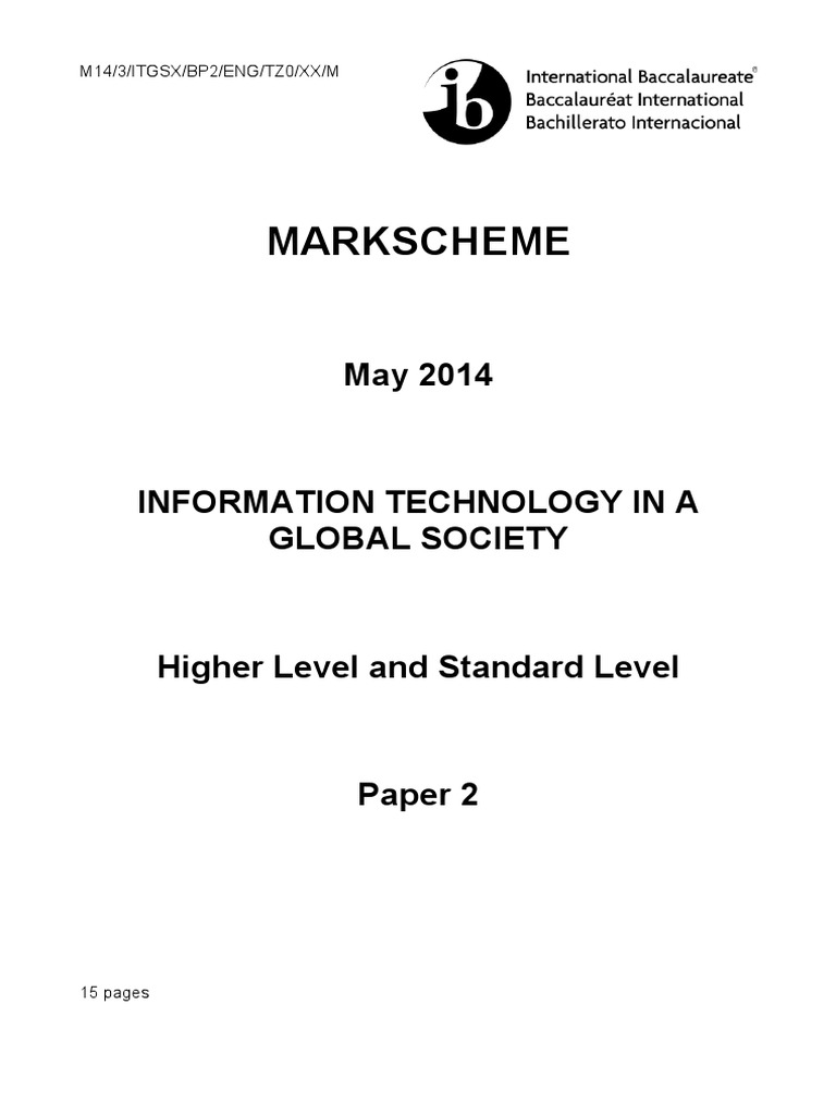 ITGS May 2014 Paper 2 Markscheme | PDF | Online Shopping | Retail
