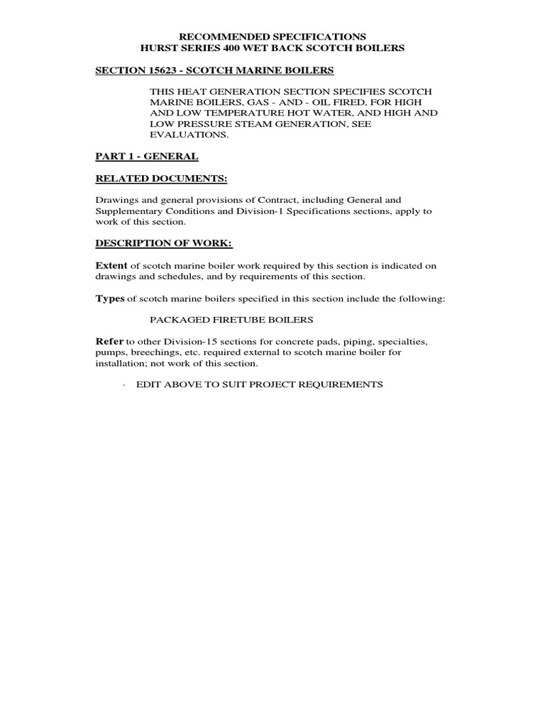 Boiler Specifications | PDF | Boiler | Furnace