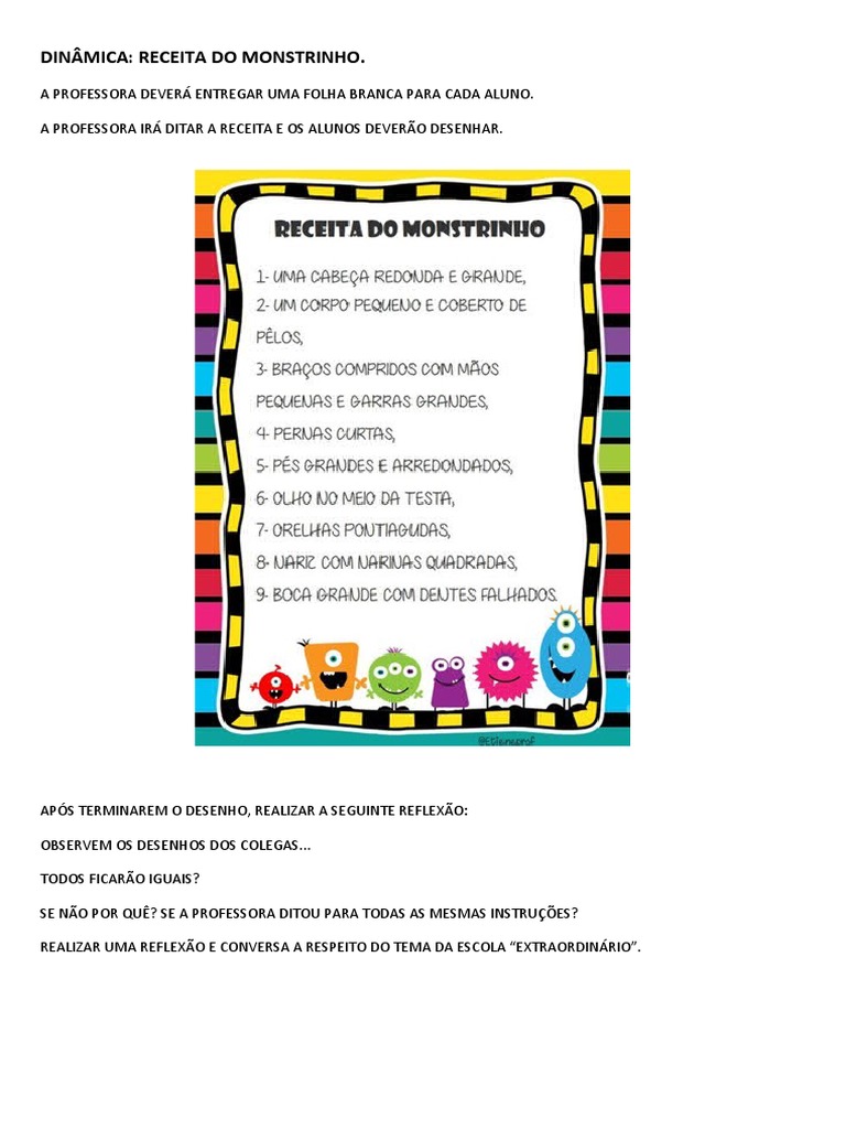 Criando monstrinhos: uma atividade para explorar a criatividade e ...