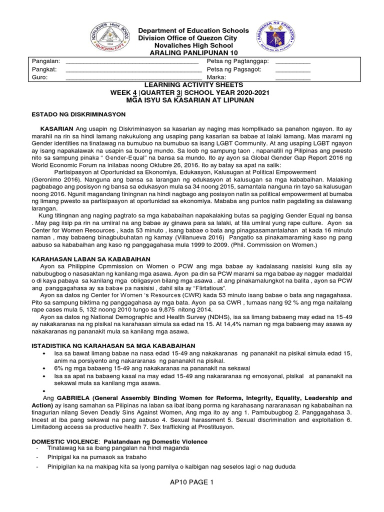 Ap10 Las Q3 Week 4 | PDF