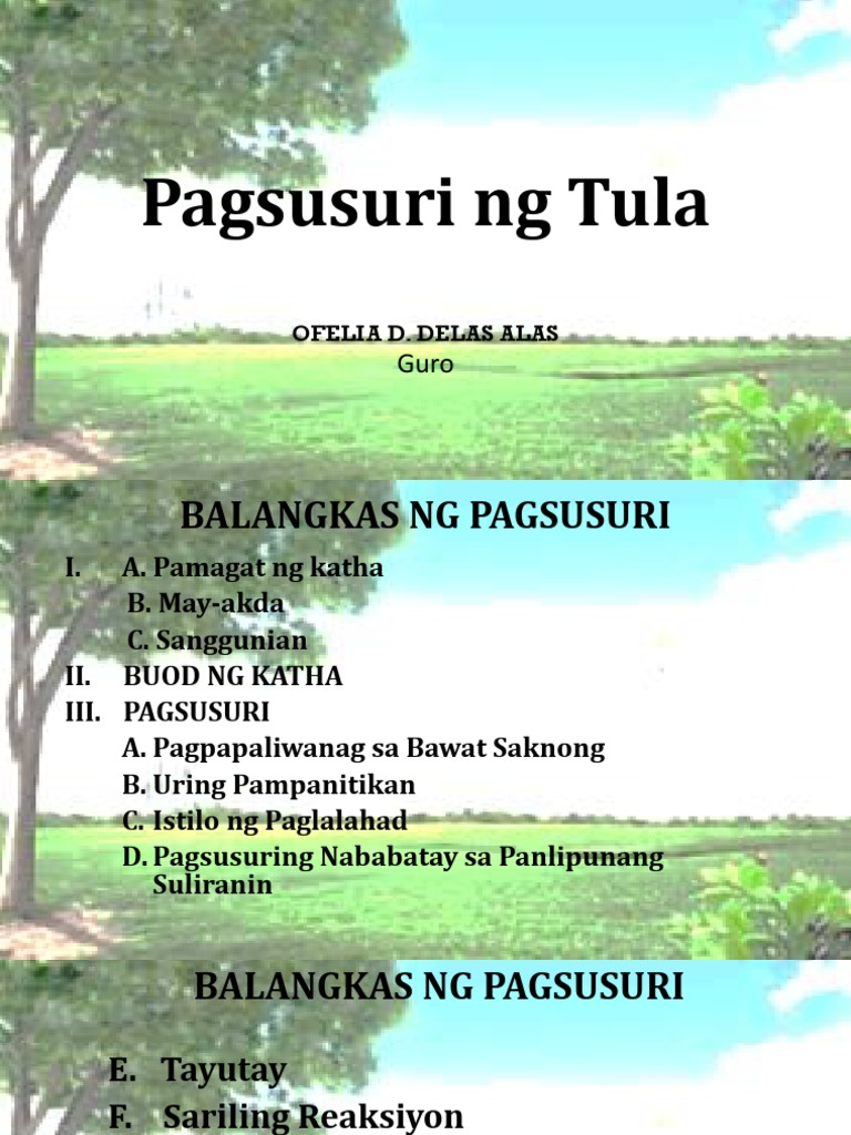 Pagsusuri NG Tula - Isang Punong Kahoy | PDF