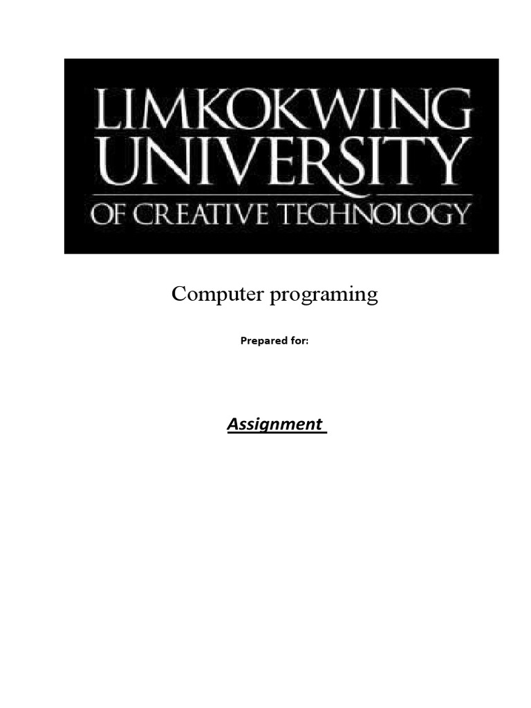 Computer Programing: Assignment | PDF | Integer (Computer Science ... Computer Programing: Assignment | PDF | Integer (Computer Science ...