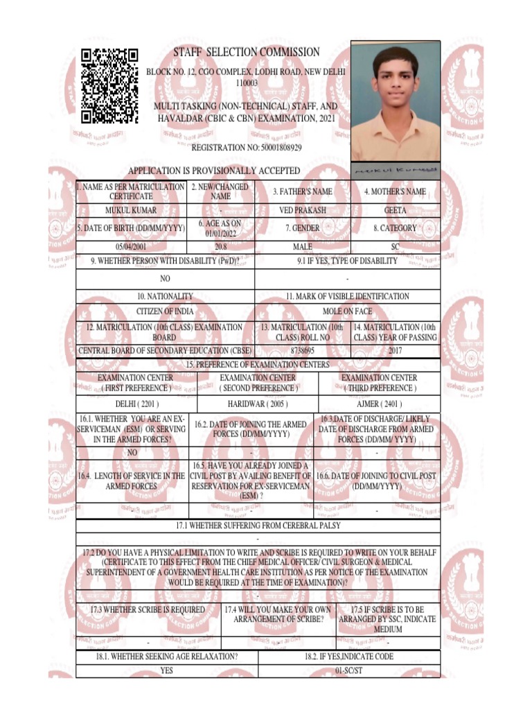 Staff Selection Commission: Multi Tasking (Non-Technical) Staff, and ...