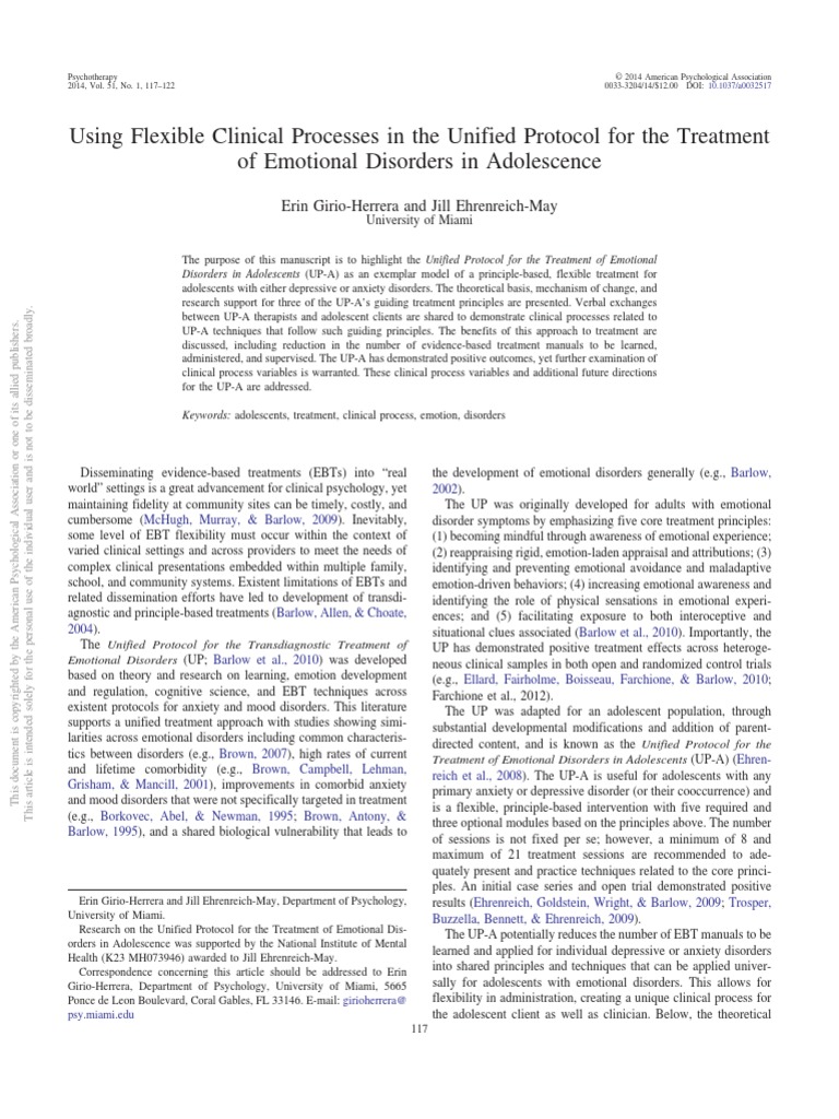 Using Flexible Clinical Processes in The Unified Protocol For The ...