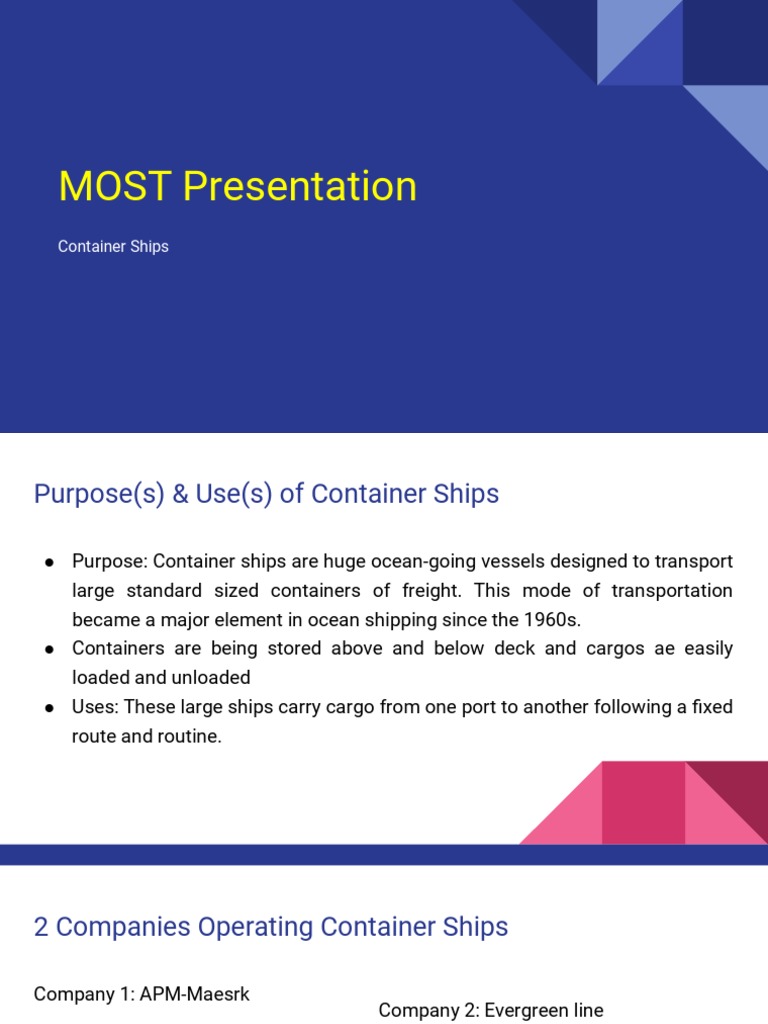 MOST Presentation: Container Ships | PDF | Tonnage | Ships