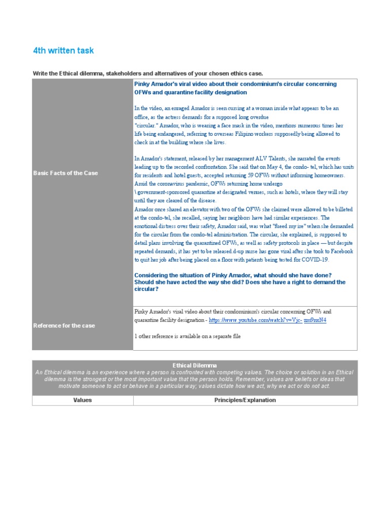 Ethics Worksheet | PDF | Stakeholder (Corporate)