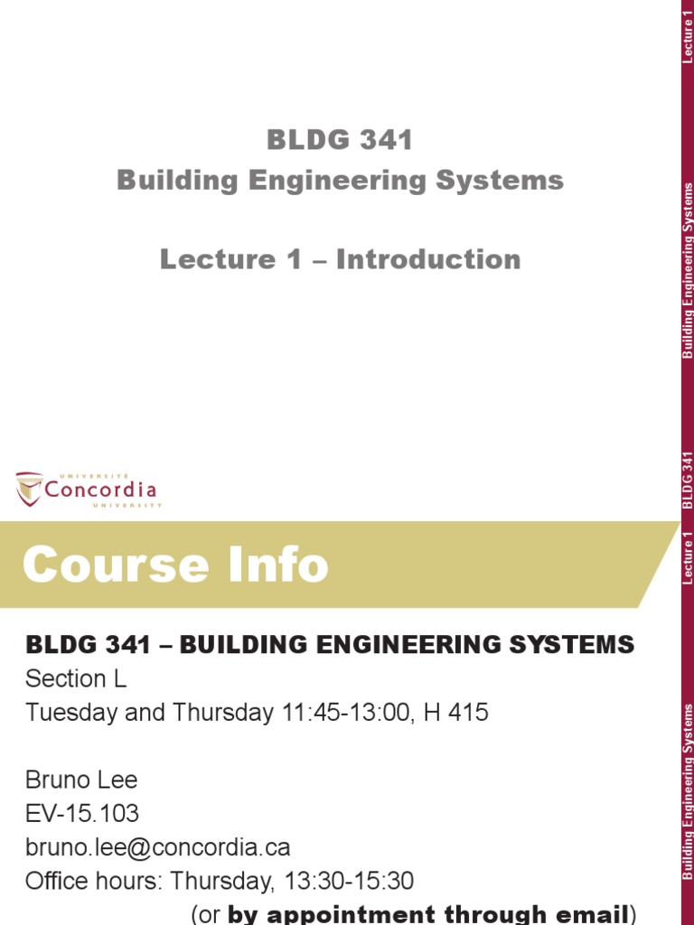 BLDG 341 Building Engineering Systems Lecture 1 - Introduction | PDF ...