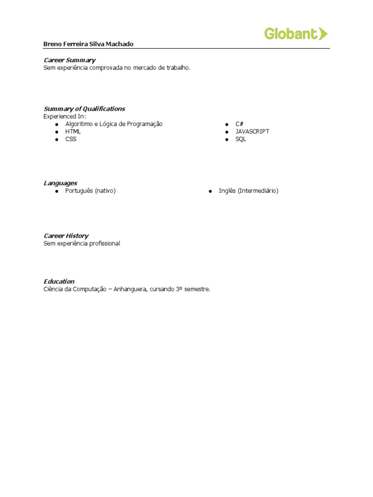 CV Breno | PDF | Computadores