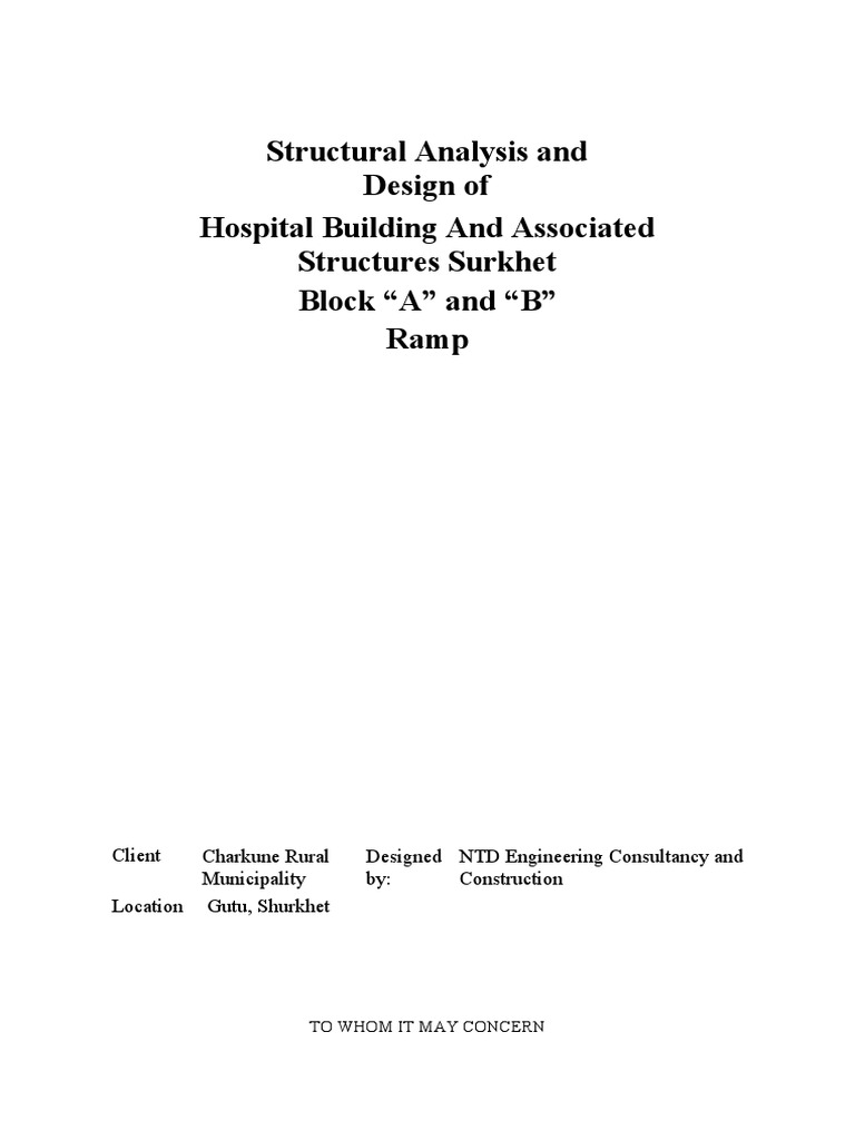 Structural Analysis and Design of Hospital Building and Associated ...