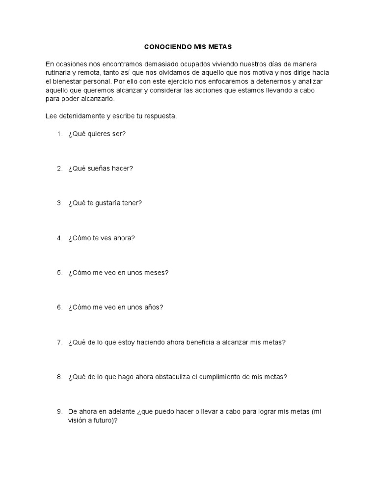 Conociendo Mis Metas | PDF