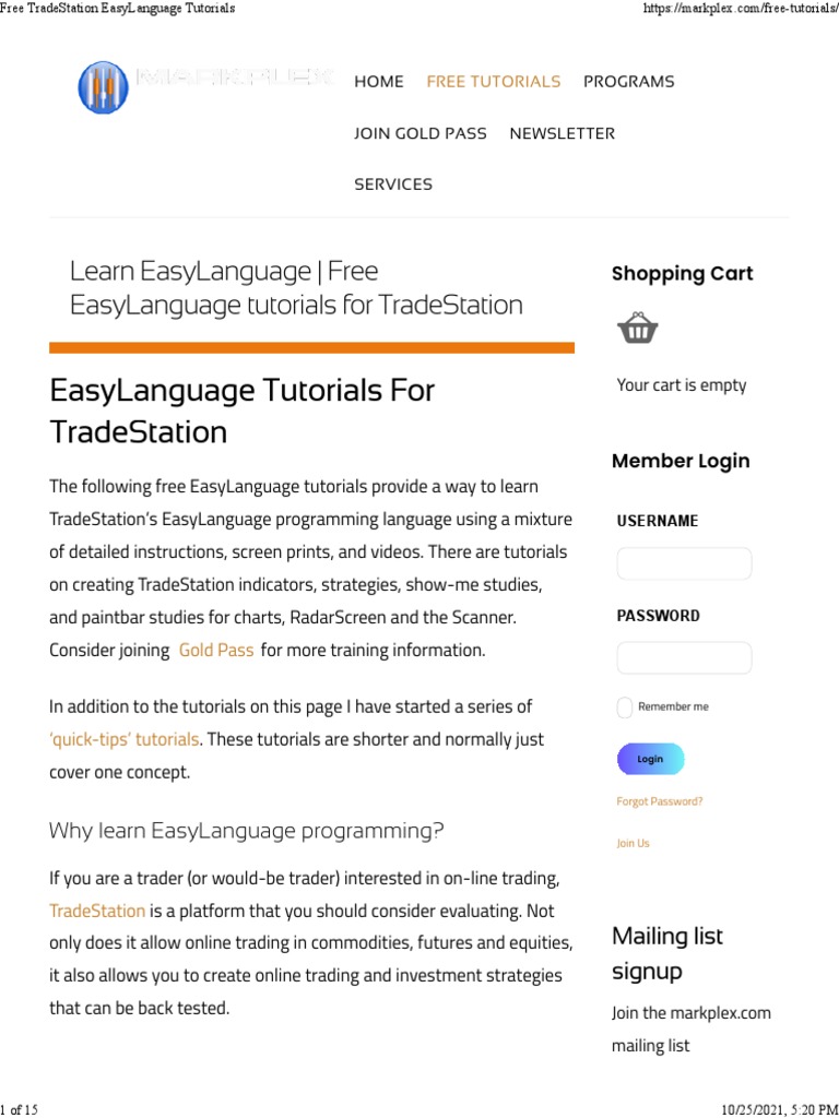 Free TradeStation EasyLanguage Tutorials | PDF | Regression Analysis | Microsoft Excel