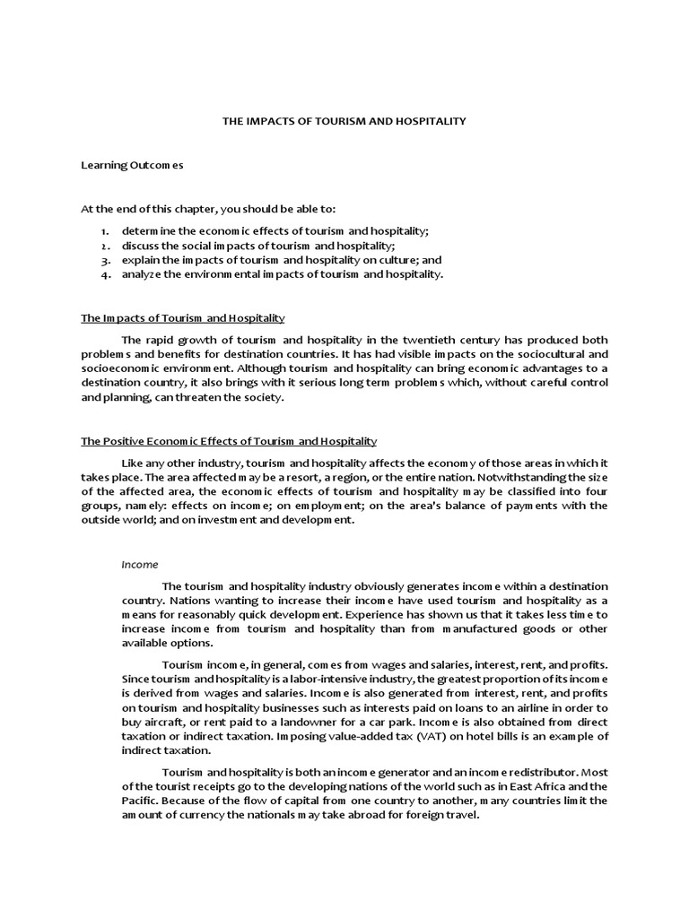Chapter 6 The Impacts of Tourism and Hospitality | PDF | Tourism ...