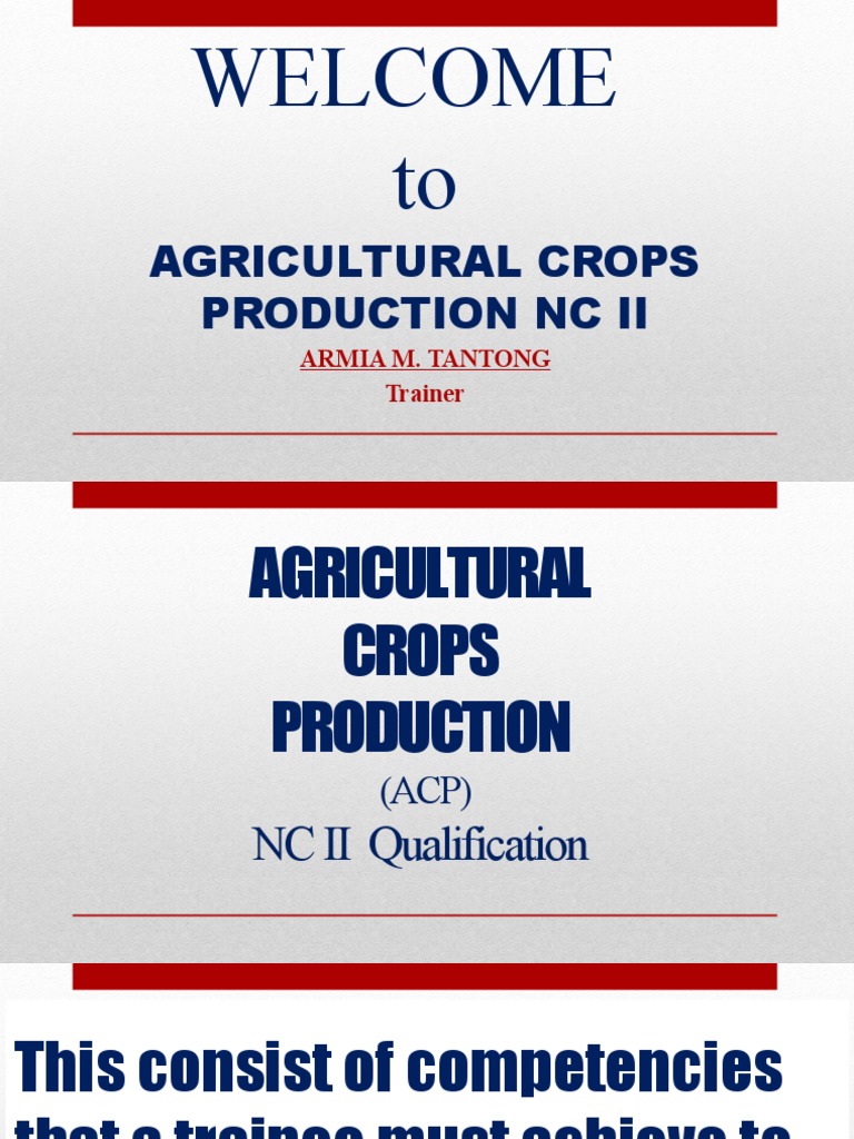 Agricultural Crop Production NC II Overview | PDF | Educational ...