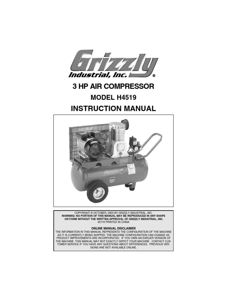 Air Compressor Manual | Motor Oil | Belt (Mechanical) | Free 30-day ...