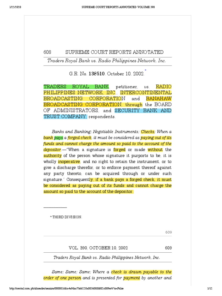 22 Traders Royal Bank vs. Radio Philippines Network, Inc. | PDF ...