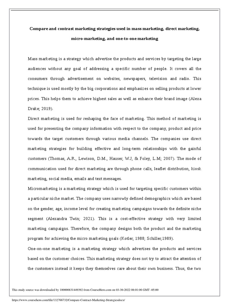 Comparing Marketing Strategies | PDF | Marketing | Advertising