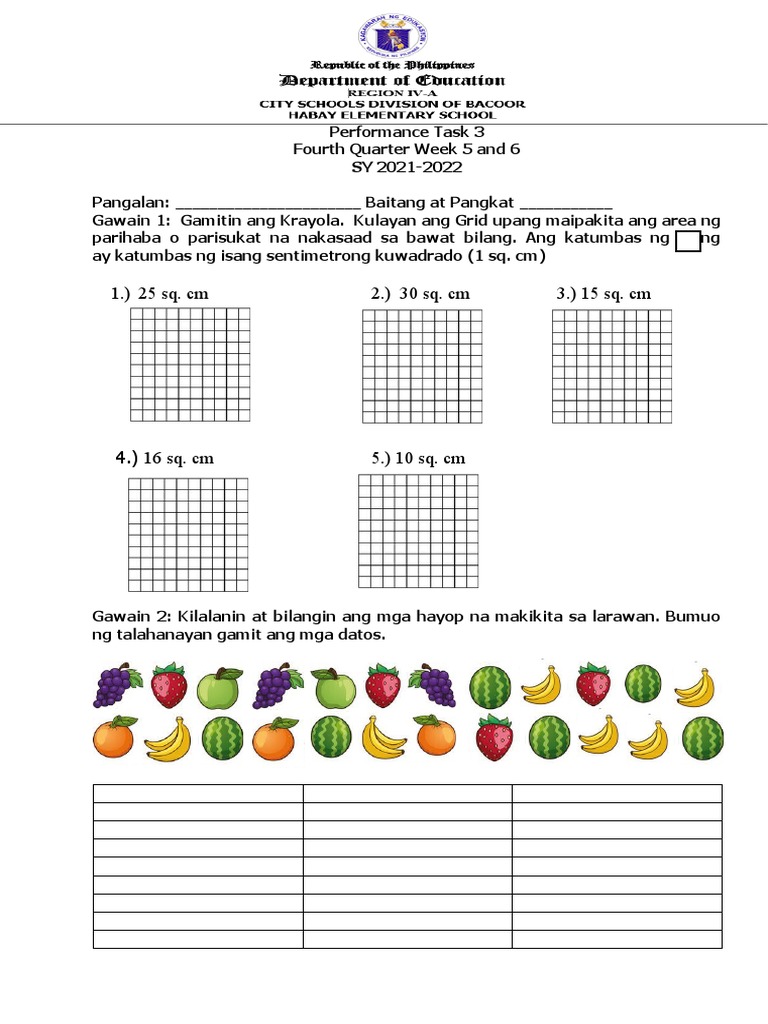 MATH 3 PERFORMANCE TASK No 3-Q4-W 5-6 | PDF