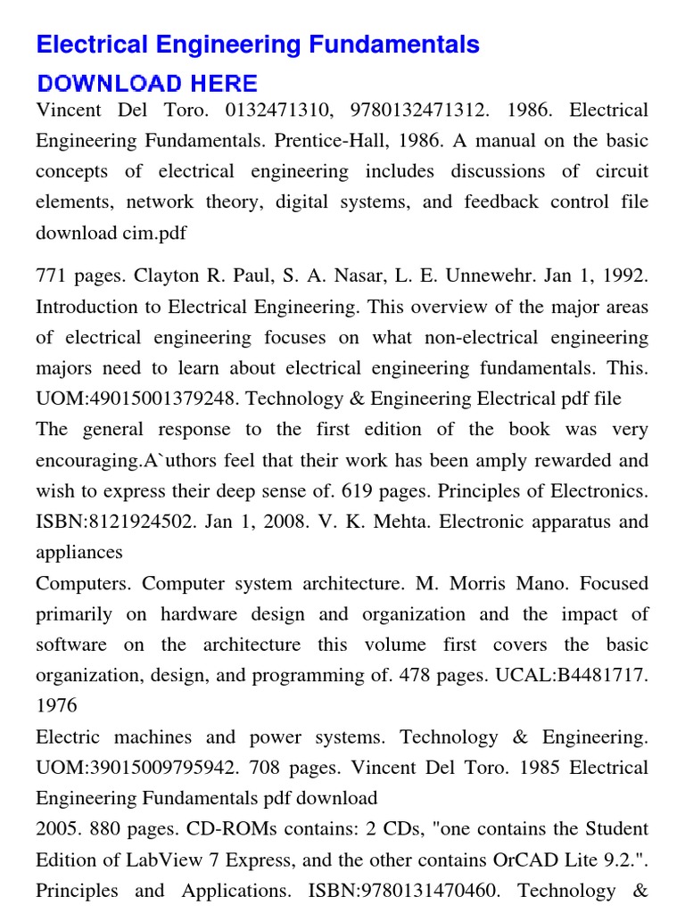 Electrical Engineering Fundamentals | Download Free PDF | Engineering ...