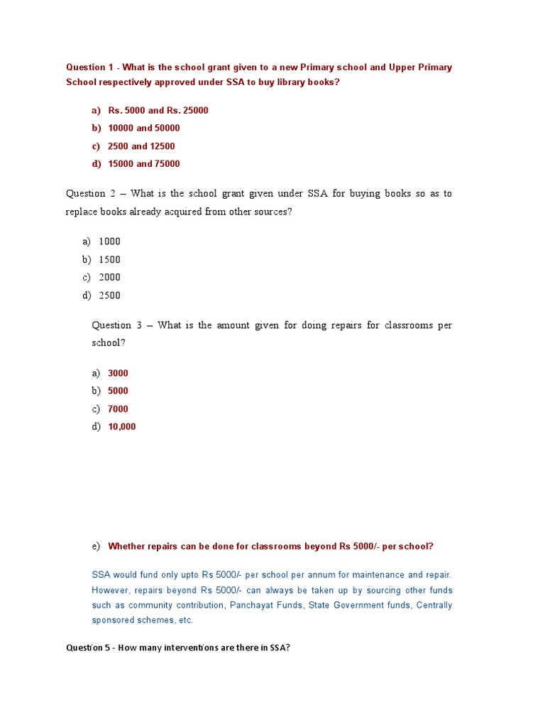 Test On SSA Guidelines | PDF