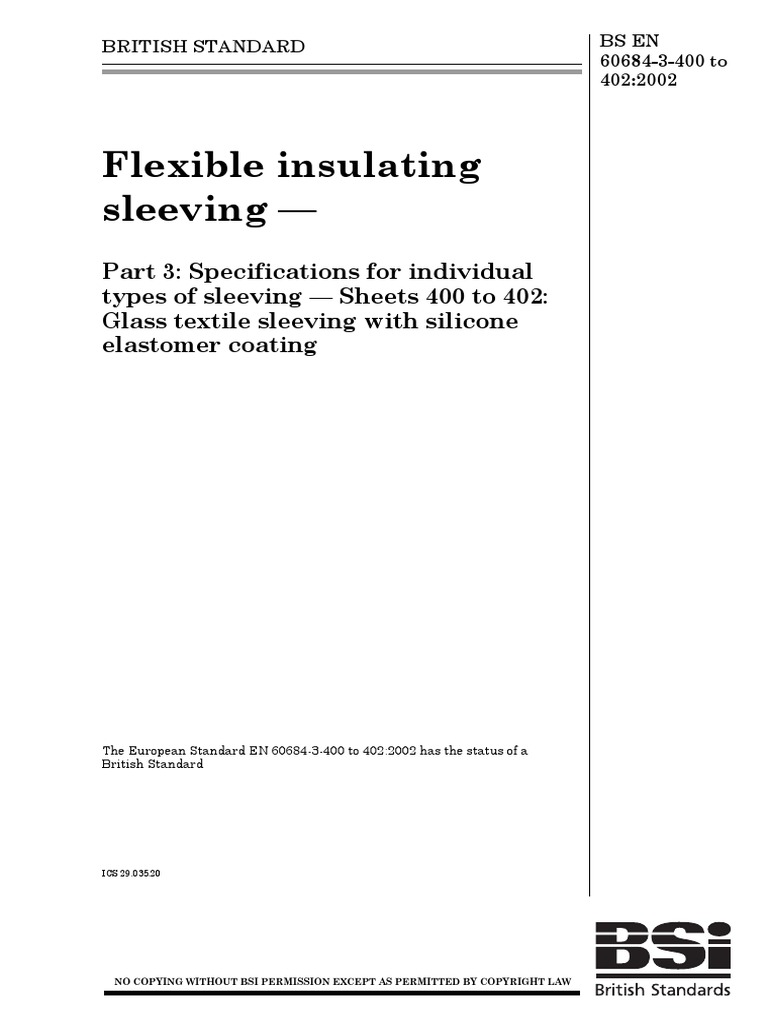 BS EN 60684-3-400 To 402-2002 | PDF | Regulation | Specification ...
