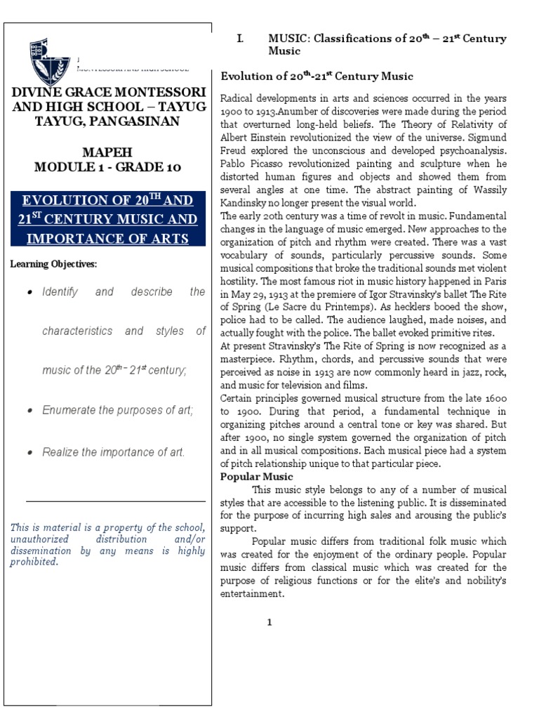 Grade-10 Module-1 MAPEH | PDF | Folk Music | Jazz