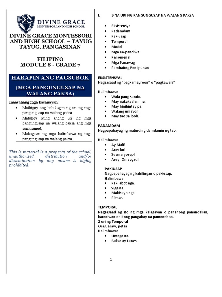 Grade-7 Module-8 Filipino | PDF