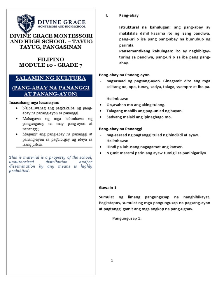 Grade-7 Module-10 Filipino | PDF
