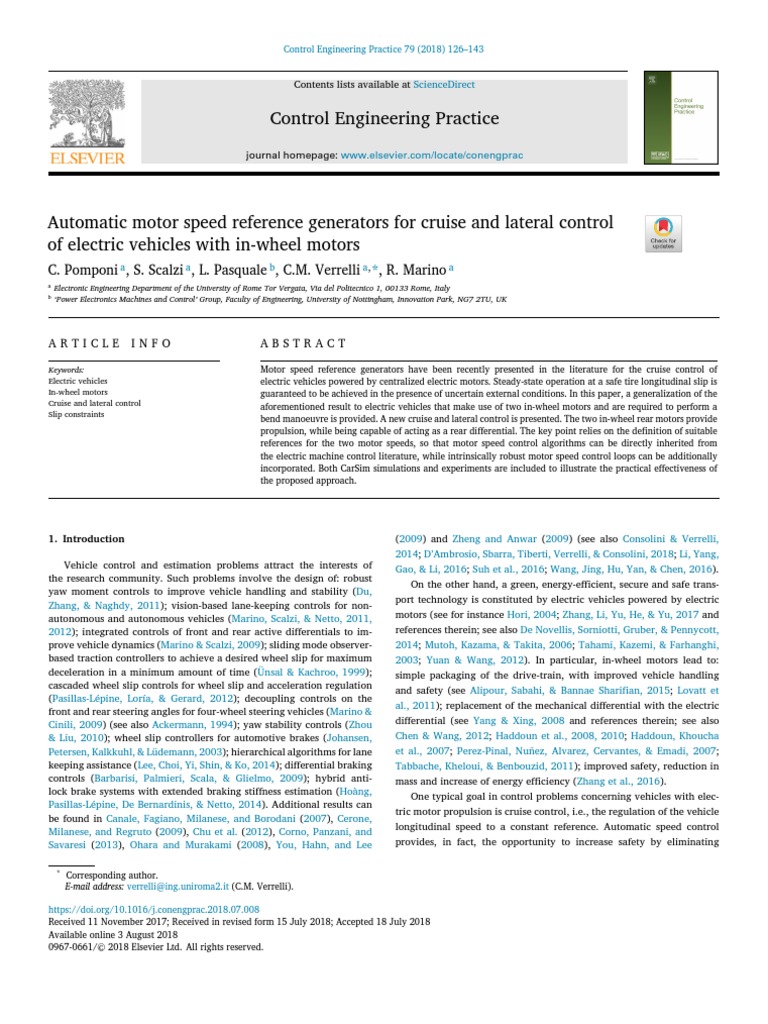 Automatic Motor Speed Reference Generators For Cruise and Lateral ...