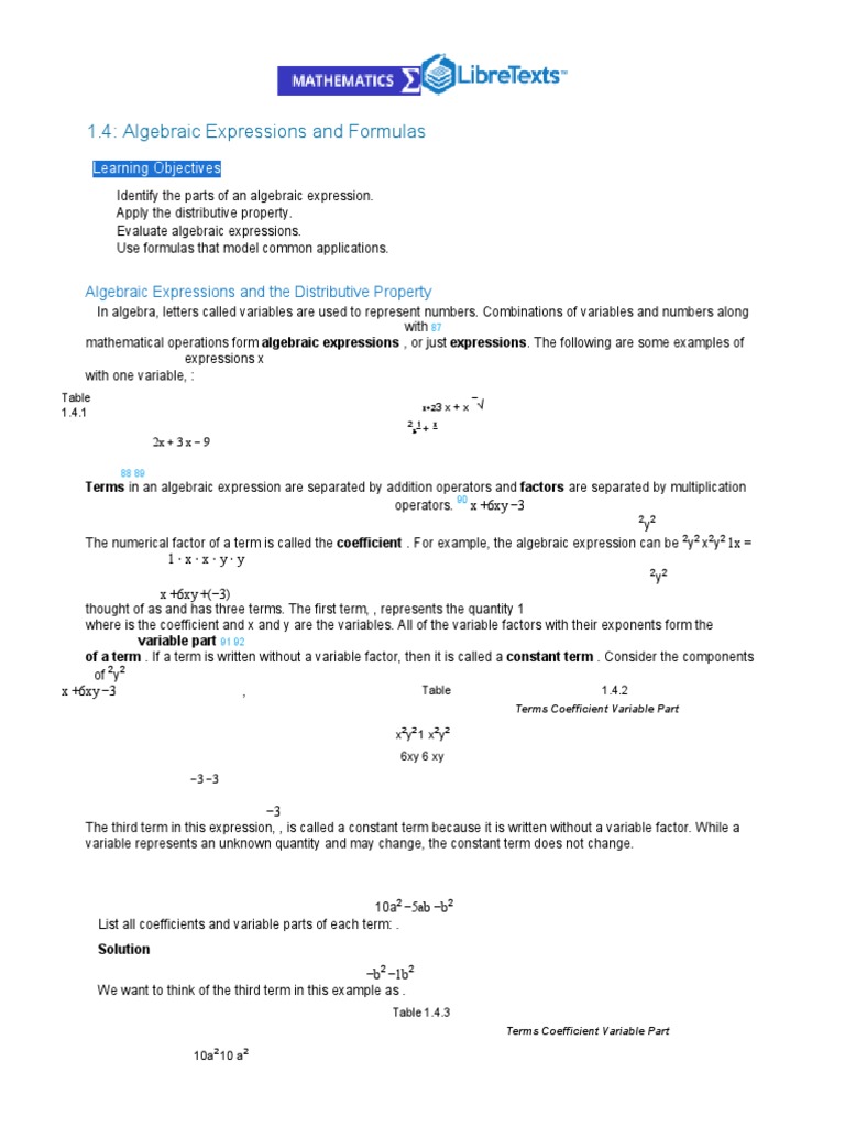 Algebraic Expressions and The Distributive Property | PDF | Variable ...