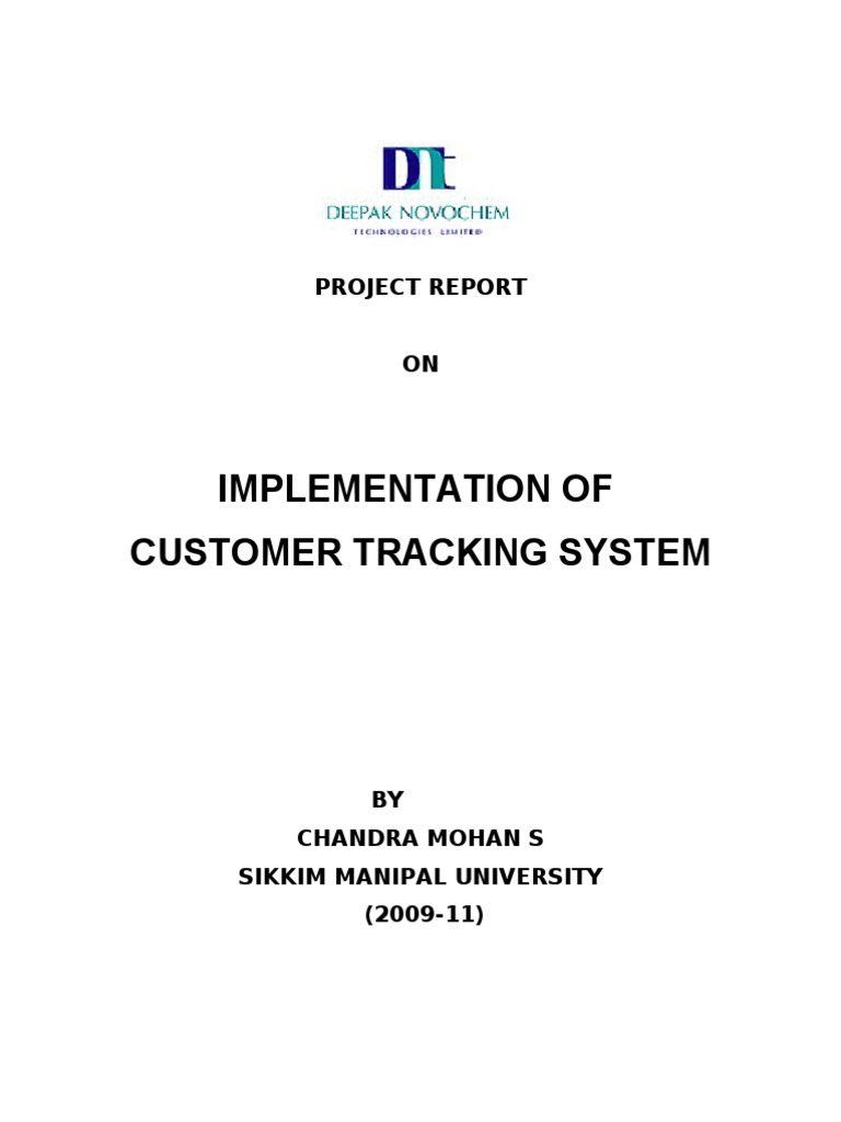 Implementation of Customer Tracking System: Project Report | PDF ...