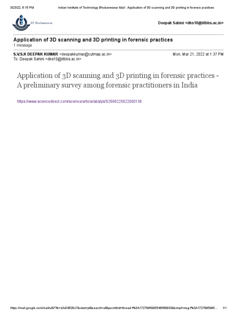 Application of 3D Scanning and 3D Printing in Forensic Practices | PDF