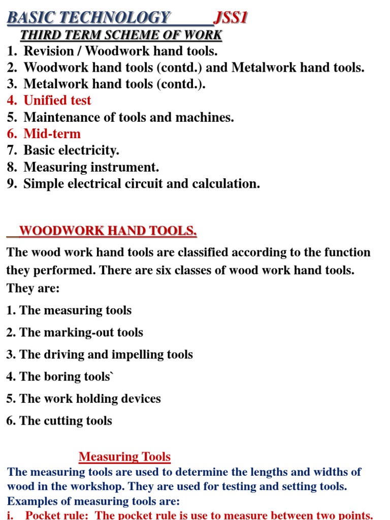 Basic Technology Note Pdf Tools Hammer