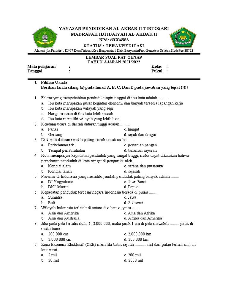Soal IPS Kelas 5 KKM | PDF
