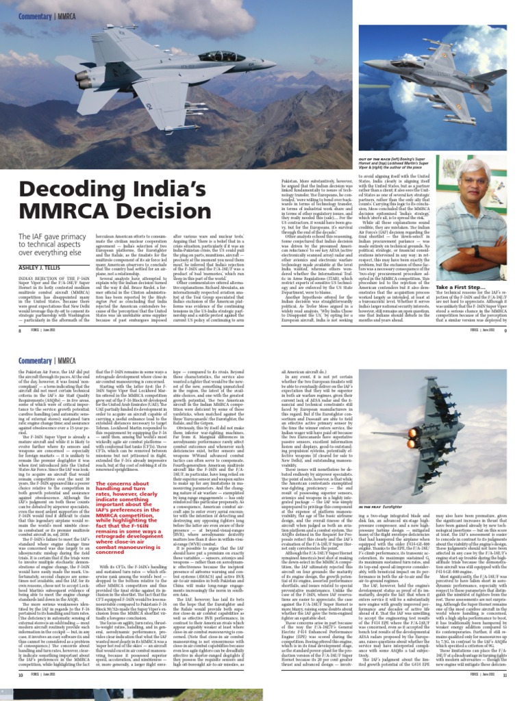 Decoding Indias MMRCA Decision | PDF | Fighter Aircraft | Military Aviation