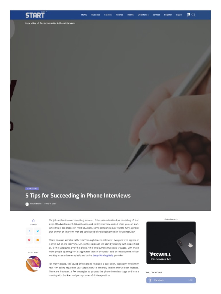 5 Tips For Succeeding in Phone Interviews | PDF | Job Interview | World ...