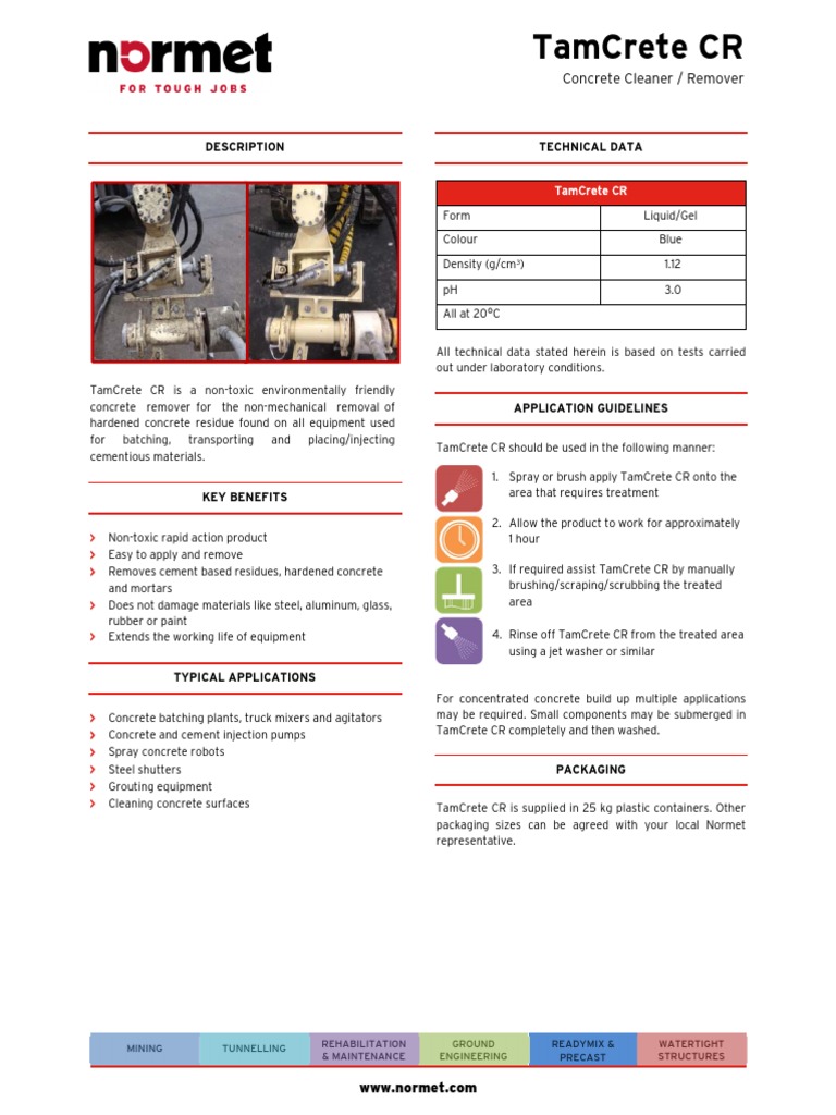 Tamcrete CR: Description Technical Data | PDF | Concrete | Cement