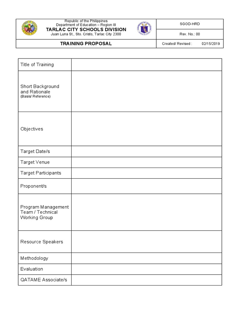 Training Proposal Template | PDF
